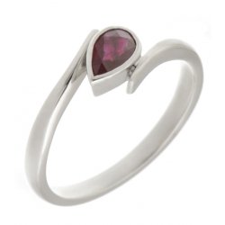 Classic rubover pear shape ruby crossover ring